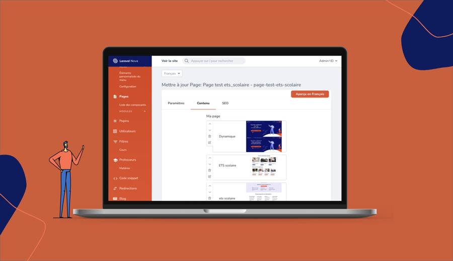 Educastream | conception d'un CMS sur mesure sur Laravel